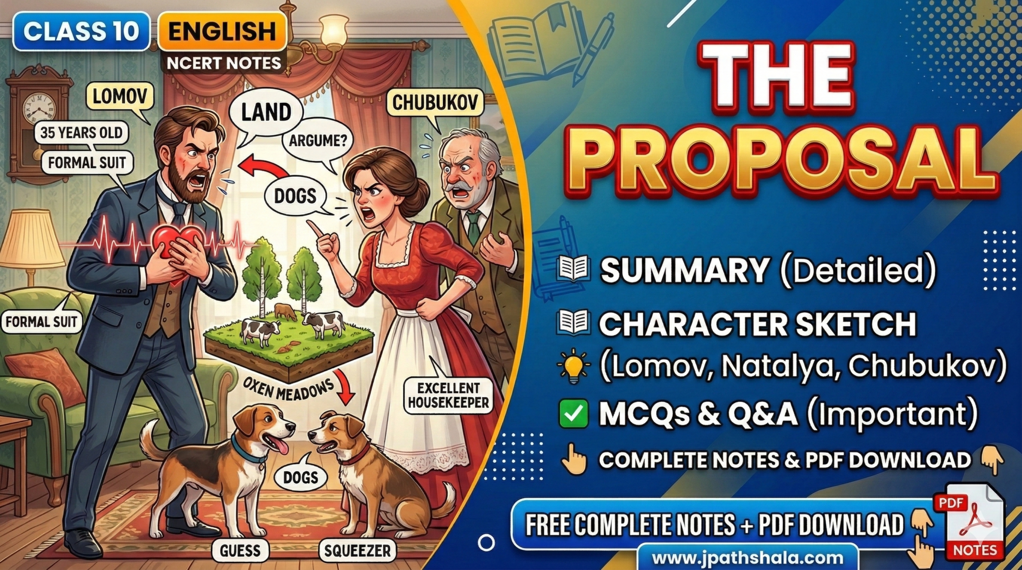 The Proposal Class 10 Notes: Summary, Character Sketch & PDF » JPathshala